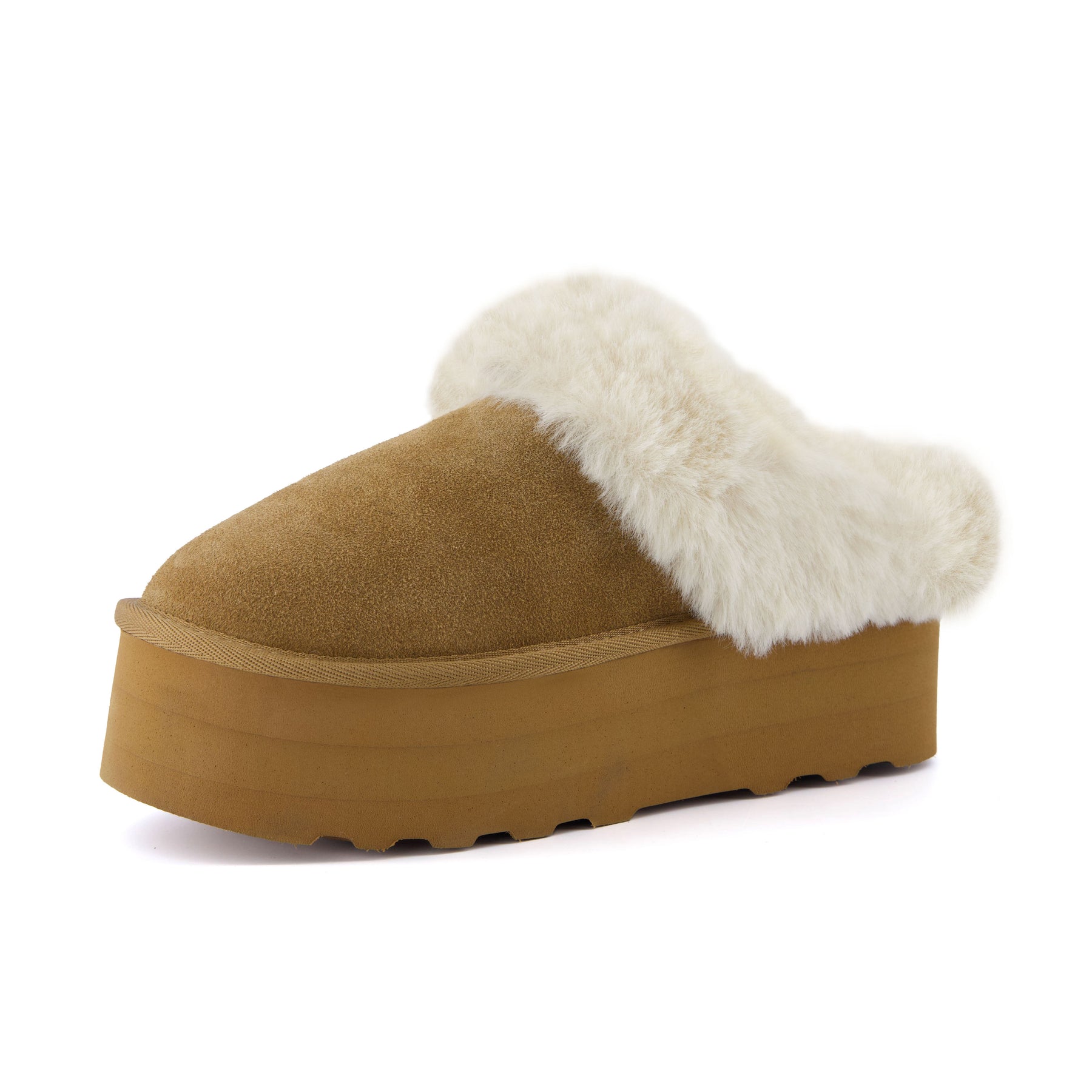 Cushionaire Women's Husky Suede Cozy Platform Mule